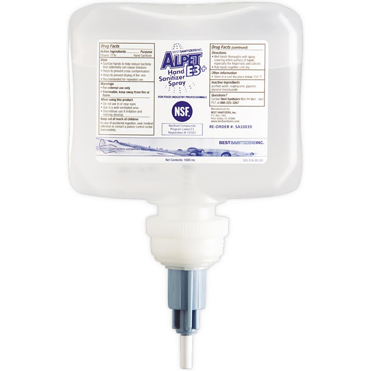 Best Alpet E3 Instant Hand Sanitizer Spray 1000ml Versaclenz Cartridge ...