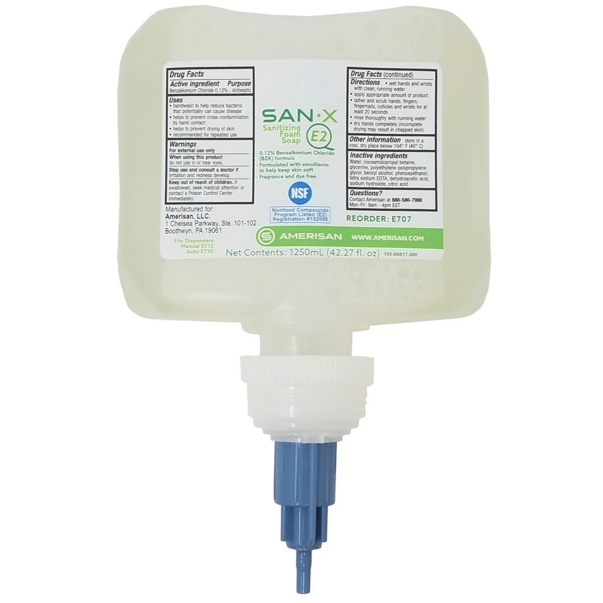 San-X Antimicrobial/Sanitizing E2 Foam Soap 6x1250mL San-X Cartridge ...