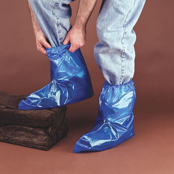 4MIL Blue Disposable Polyethylene Shoe / Boot Covers, Elastic top - 50 ...