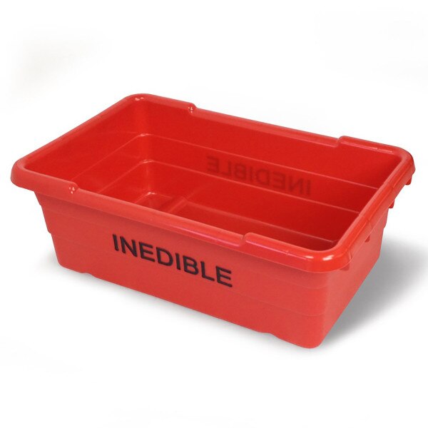 Red Plastic Food Tote, Stamped "Inedible" - K007/R | Amerisan LLC