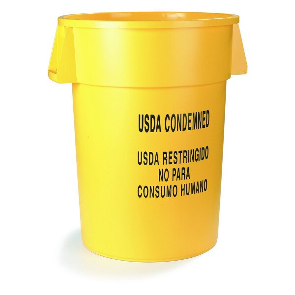 20 gal Waste Container "USDA, Condemned" - Yellow - K378/Y20-CAR ...