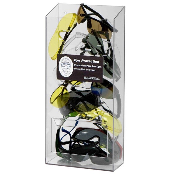 20-Pair Visitor Safety Glasses Dispenser with lid & door, Clear Plastic ...