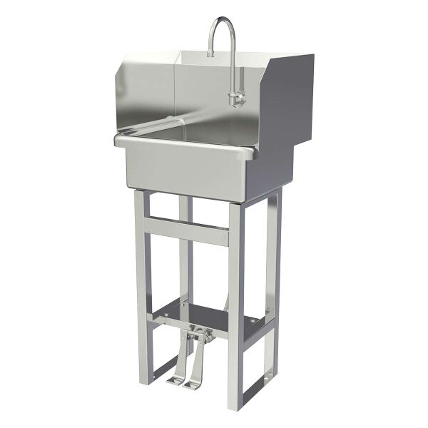 Floor mount sink with double knee valve and side splash guards NSF/ANSI ...