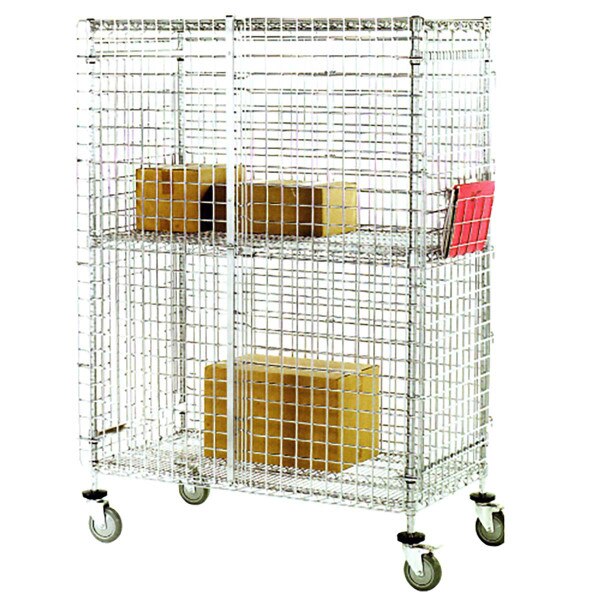 Mobile Security Cage, 60"Wx24"Dx69"H, 2" square grid mesh, lockable ...