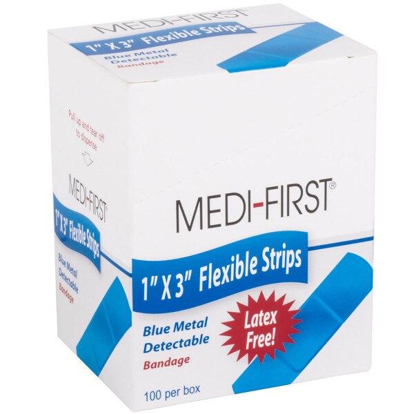 Metal Detectable Fabric Band Aid 1"x3" Strip, Blue - 100/box - P001/F ...