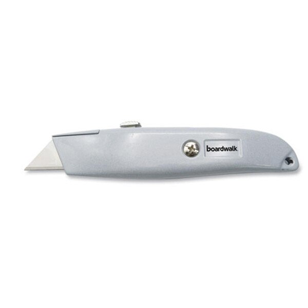 Retractable Metal Utility Knife, Retractable, Straight-Edged, Gray ...